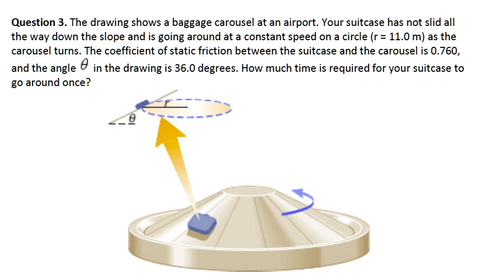 question 3 the drawing shows a baggage carousel at an airport your ...
