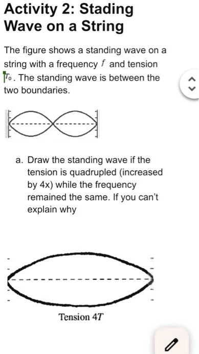 SOLVED: The figure shows a standing wave on a string with a frequency f and tension T. The ...