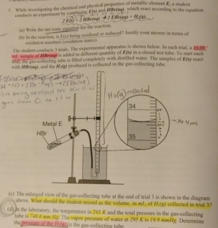 1. While investigating the chemical and physical properties of metallic element E, a student ...