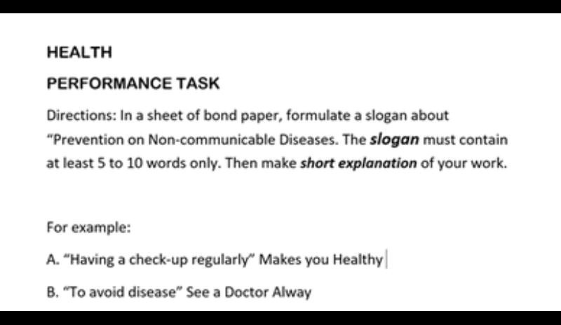 SOLVED: 'sa isang sheet ng papel na bumalangkas ng isang slogan tungkol ...