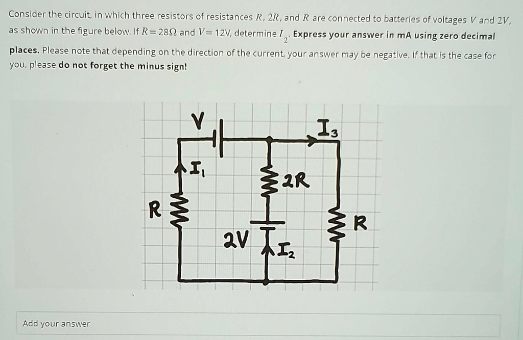 SOLVED: Consider the circuit, in which three resistors of resistances R, 2R, and R are connected ...