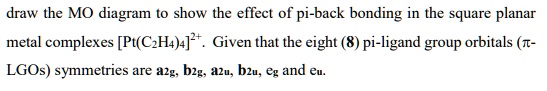SOLVED:draw the MO diagram t0 show the effect of pi-back bonding in the ...