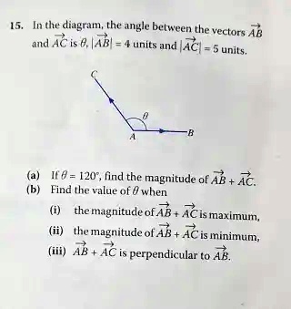 15. In the diagram, the angle between the vectors AB and AC is θ, |AB ...