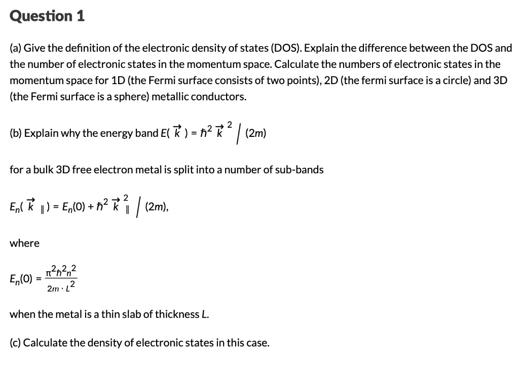 VIDEO solution: (a) Give the definition of the electronic density of ...