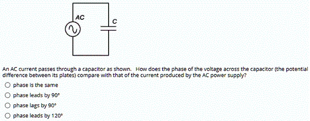 SOLVED: An AC current passes through a capacitor as shown. How does the ...