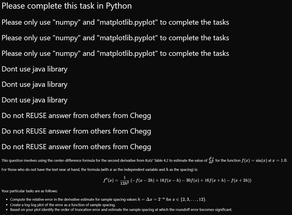 Please Complete This Task In Python Please Only Use Numpy And Matplotlibpyplot To Complete