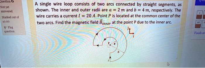 A single wire loop consists of two arcs connected by straight segments, as shown. The inner and ...