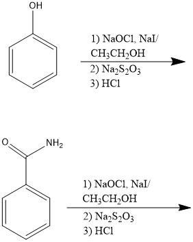 SOLVED:OH 1) NaOCL Nal/ CH;CH,OH 2) NazS_O; 3) HCI NHz 1) NaOCL Nal/ CH ...