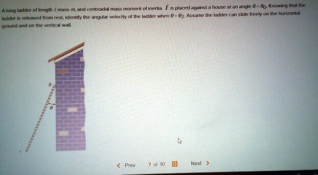 A long ladder of length l, mass m, and centroidal mass moment of ...