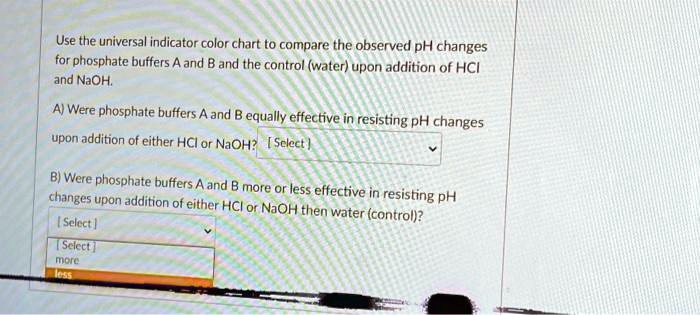 Use the universal indicator color chart to compare the observed pH ...