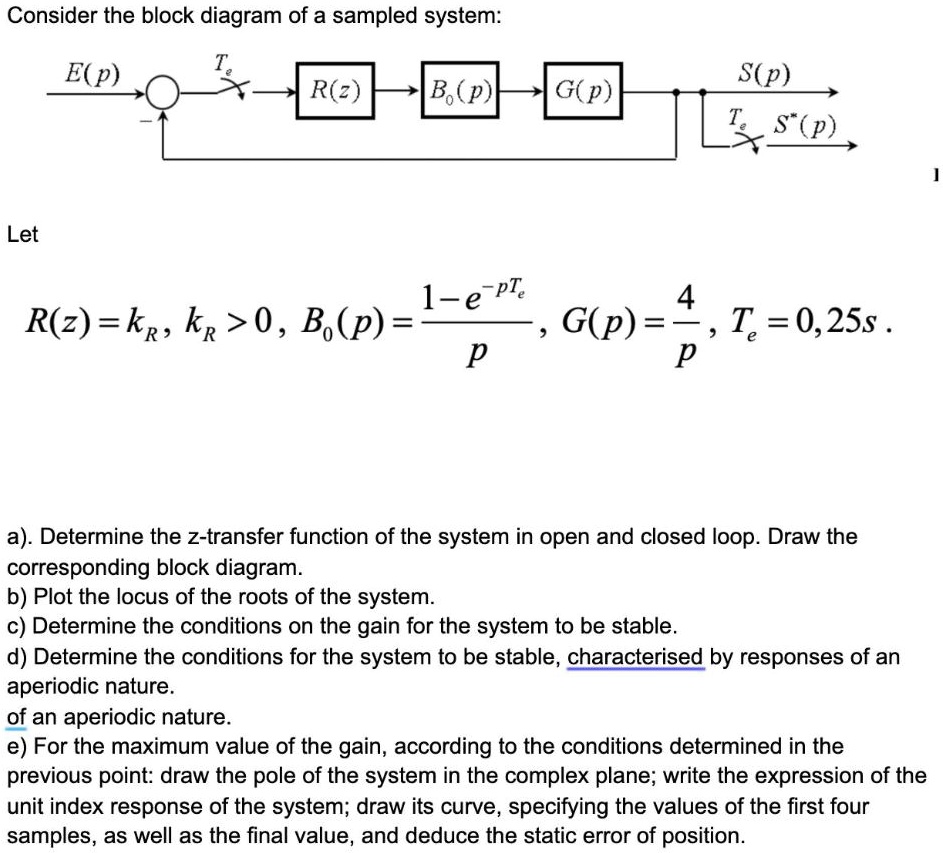 SOLVED: a) Determine the z-transfer function of the system in open and ...