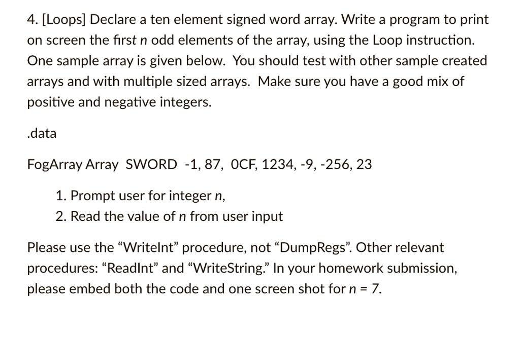 Solved Texts We Are Using Masm Assembly Language 4 Loops Declare A Ten Element Signed Word