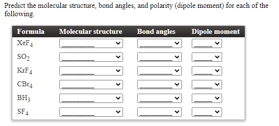Xef4 Dipole Moment Structure