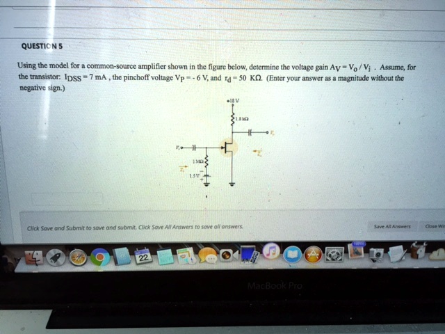 SOLVED: Using the model for a common-source amplifier shown in the figure below, determine the ...