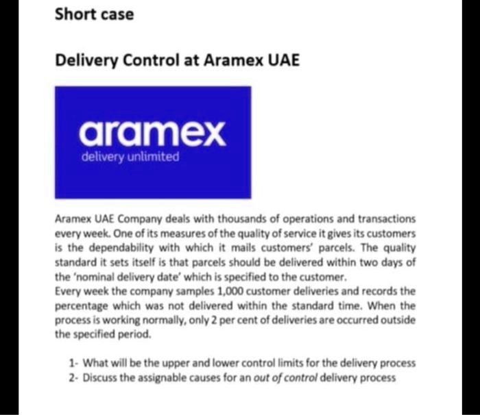 short case delivery control at aramex uae aramex delivery unlimited ...
