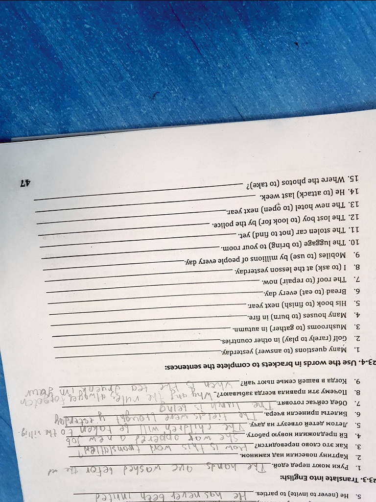 use the words in brackets to complete the sentences preset simple past ...