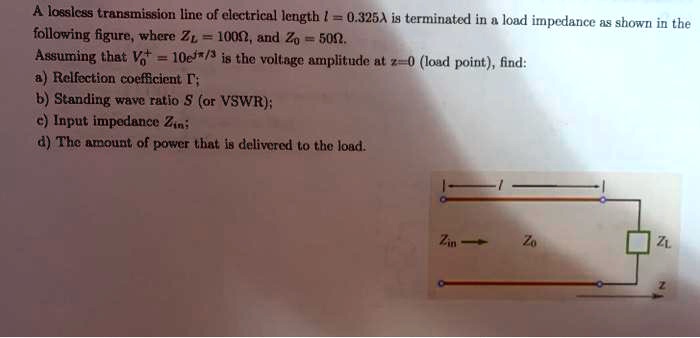 SOLVED: A lossless transmission line of electrical length I=0.325X is terminated in a load ...