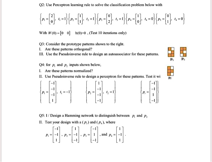 SOLVED: Q2: Use the Perceptron learning rule to solve the ... SOLVED: Q2: Use the Perceptron learning rule to solve the ...