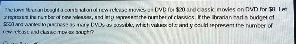the town librarian bought a combination of new release movies on dvd ... the town librarian bought a combination of new release movies on dvd ...