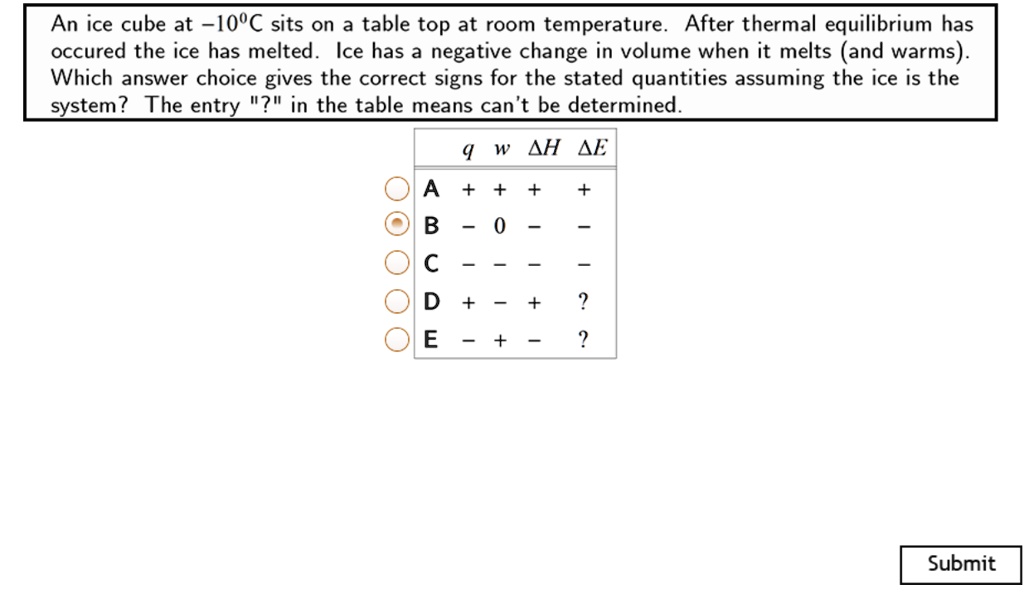 SOLVED:An ice cube at -[0"€ sits on table top at room temperature ...