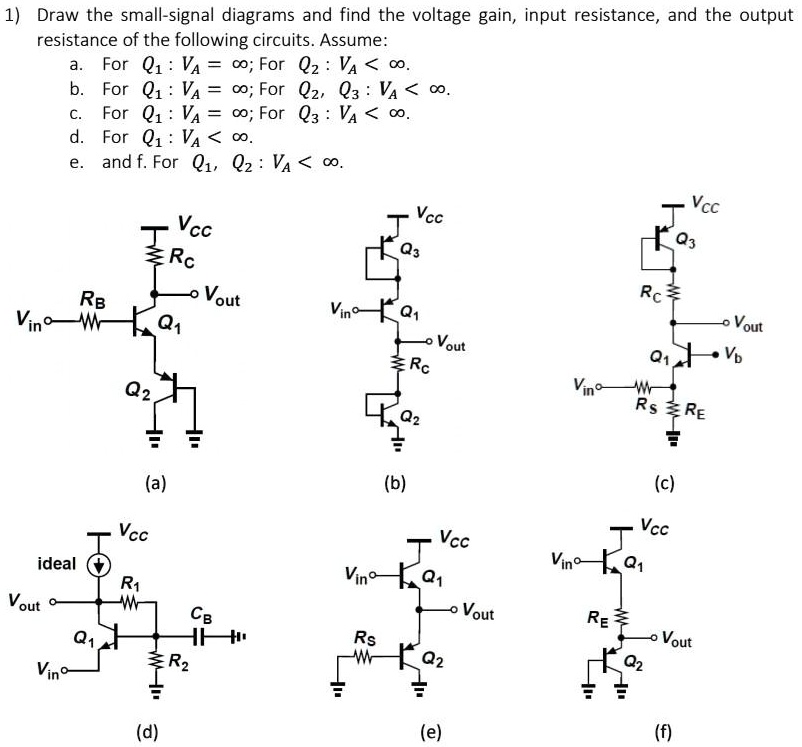 SOLVED: Texts: 1) Draw the small-signal diagrams and find the voltage gain, input resistance ...
