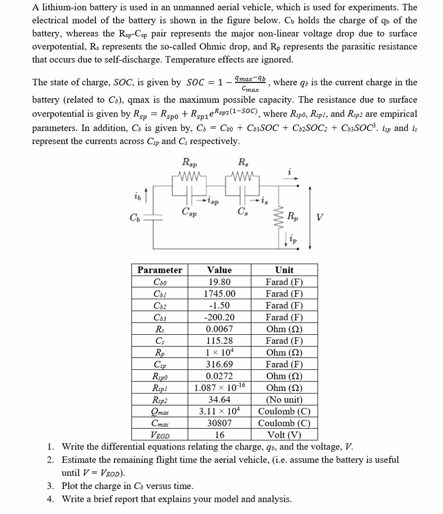 SOLVED: A lithium-ion battery is used in an unmanned aerial vehicle ...