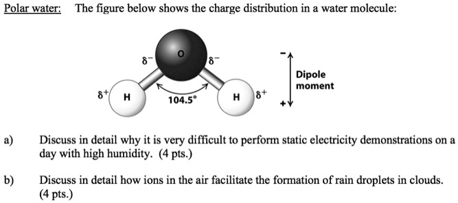 SOLVED: Polar water; The figure below shows the charge distribution in ...