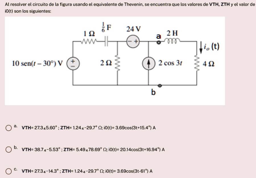 al resolver el circuito de la figura usando el equivalente de thevenin ...