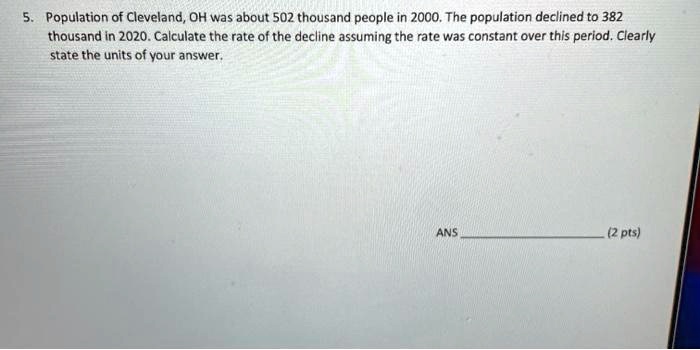 population of cleveland oh was about 502 thousand people in 2000 the ...