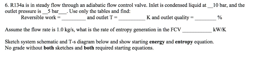 SOLVED: 6. R134a is in steady flow through an adiabatic flow control ...