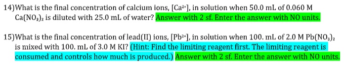 SOLVED: What is the final concentration of calcium ions, [Ca2+], in ...
