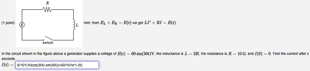 SOLVED: In the circuit shown in the figure above, a generator supplies a voltage of E = 60sin ...