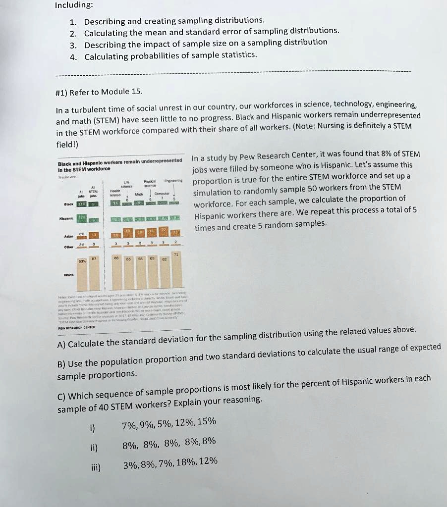 SOLVED: Including: Describing and creating sampling distributions. Calculating the mean and ...
