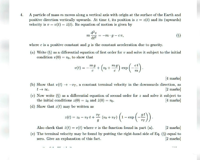 SOLVED: A particle of mnass m moves along vertical axis with origin at the surface ofthe Earth ...