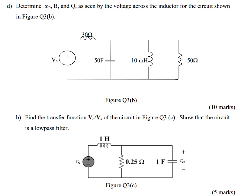 Determine Vo, B, and Q, as seen by the voltage across the inductor for the circuit shown in ...