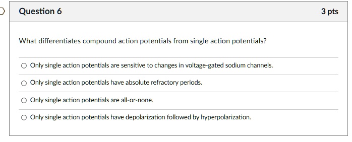 Solved Question6 3 Pts What Differentiates Compound Action Potentials From Single Action