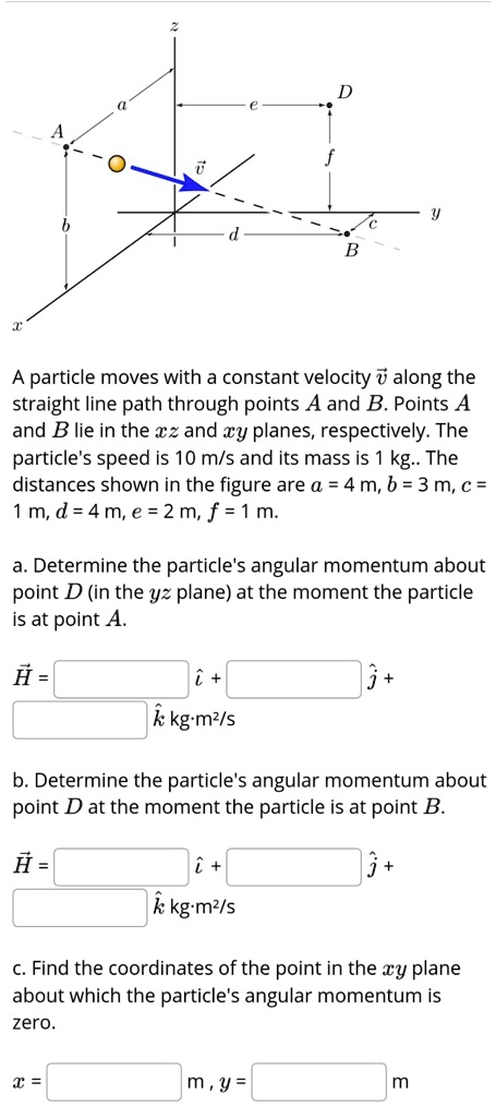 D e A y b d B A particle moves with a constant velocity v⃗ along the ...
