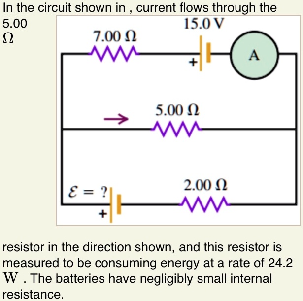In the circuit shown in, current flows through the 5.00 ? 15.0 V 7.00 ...