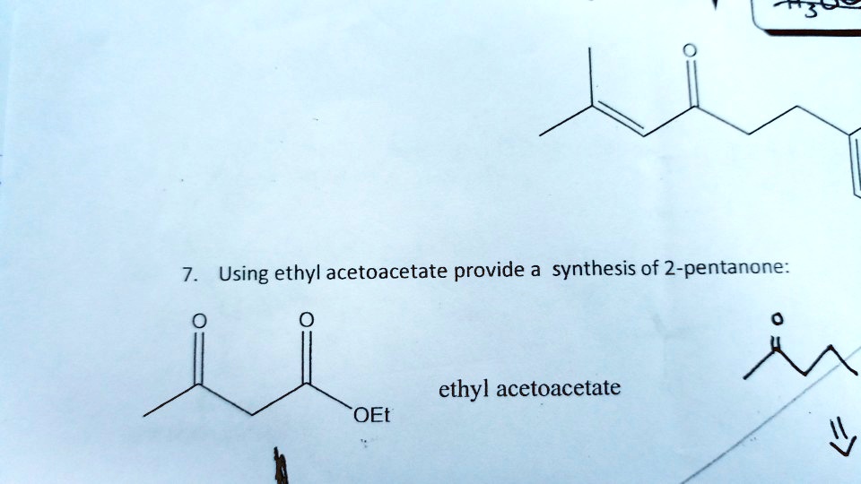 SOLVED: I73e 7 Using ethyl acetoacetate provide a synthesis of 2 ...