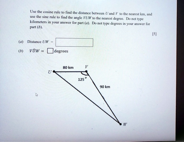 use the cosine rule to find the distance between u and t0 the nearest ...