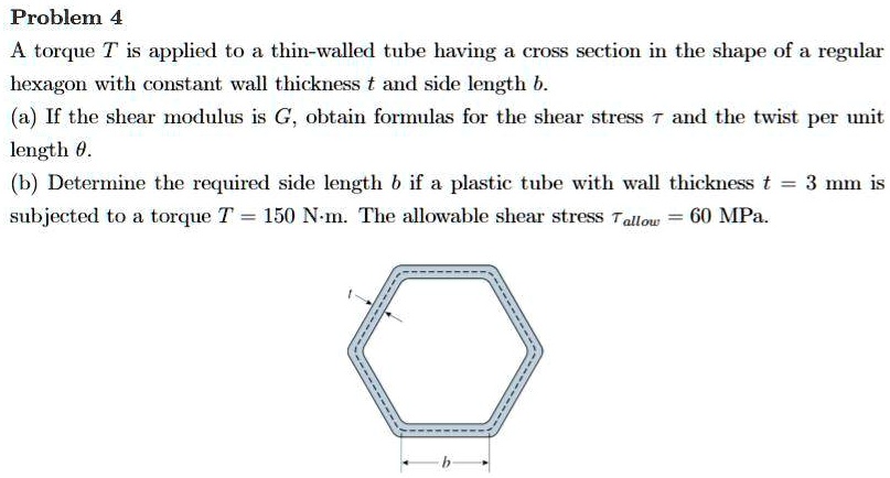 problem4 a torque t is applied to a thin walled tube having a cross section in the shape of a ...