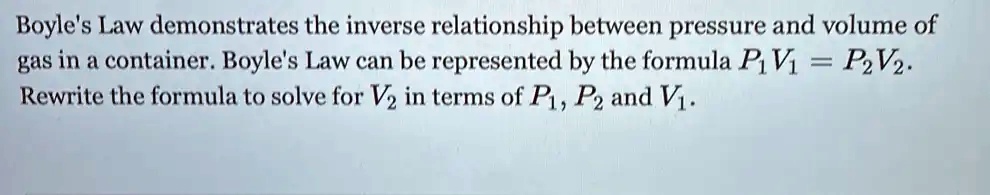 SOLVED: Boyle's Law demonstrates the inverse relationship between ...