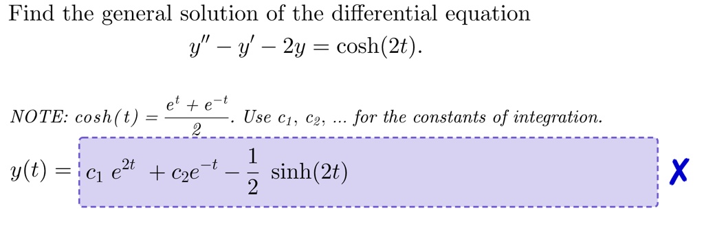 SOLVED: Find the general solution of the differential equation y" - y ...