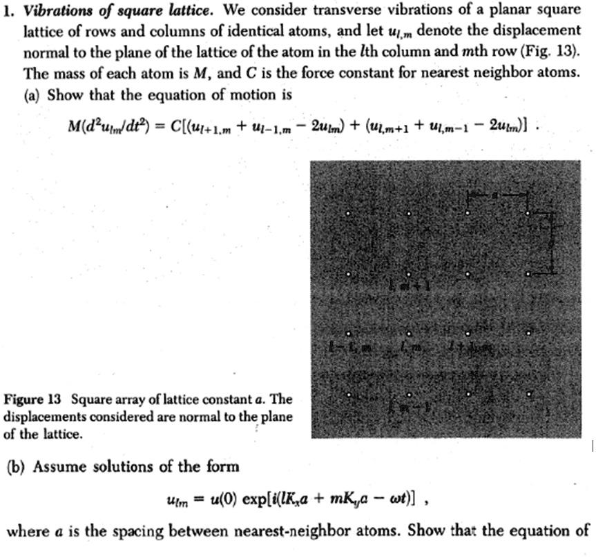 1. Vibrations of square lattice. We consider transverse vibrations of a ...