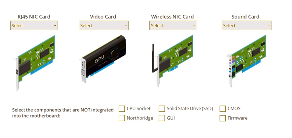 RJ45 NIC Card Select Video Card Select GPU Select the components that ...
