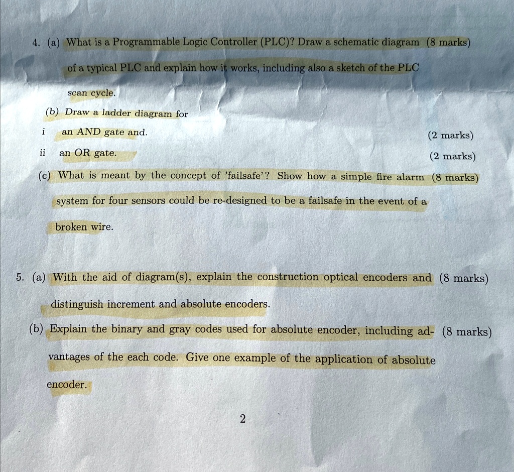 4. (a) What is a Programmable Logic Controller (PLC)? Draw a schematic ...