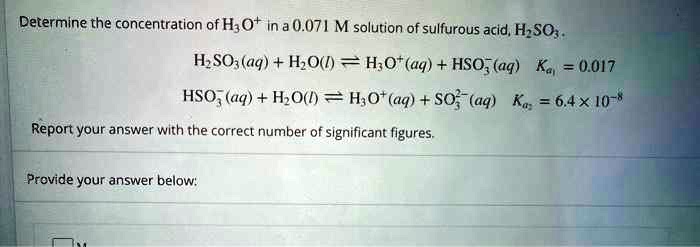 SOLVED: Determine the concentration of H2O in a 0.071 M solution of ...