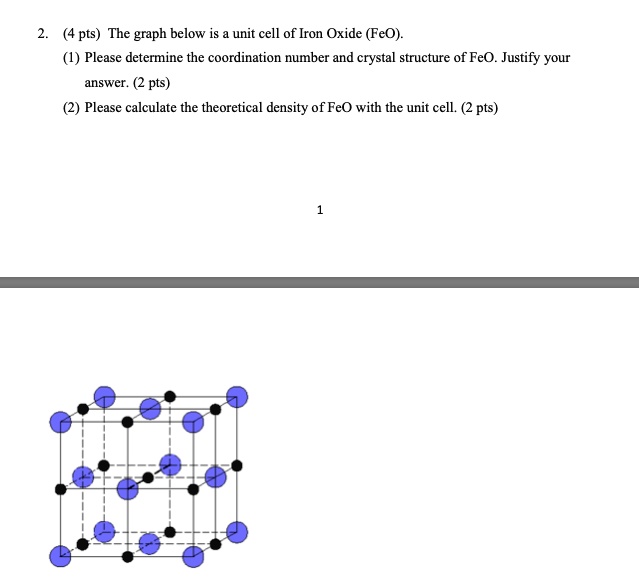 SOLVED: (4 pts) The graph below is unit cell of Iron Oxide (FeO) Please ...
