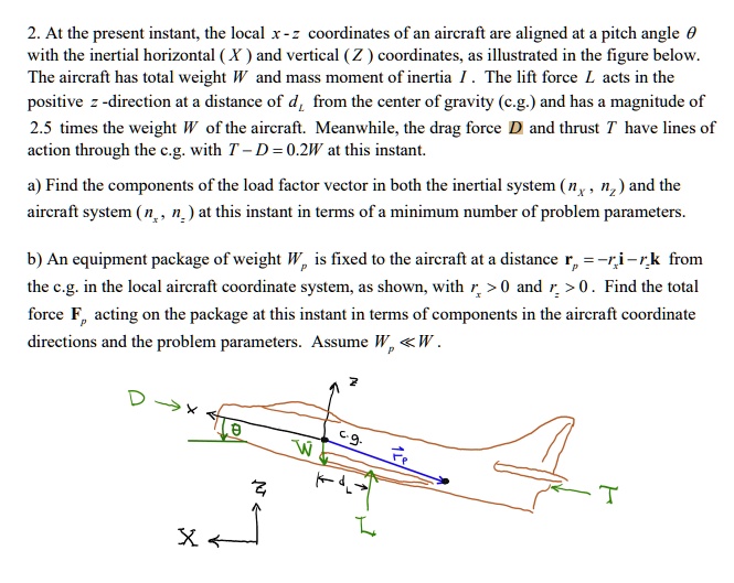 2. At the present instant, the local x-z coordinates of an aircraft are ...