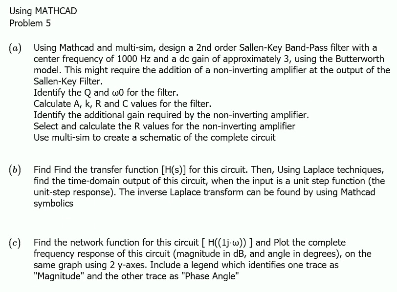 Solved Texts Using Mathcad Problem 5 A Using Mathcad And Multisim 2092